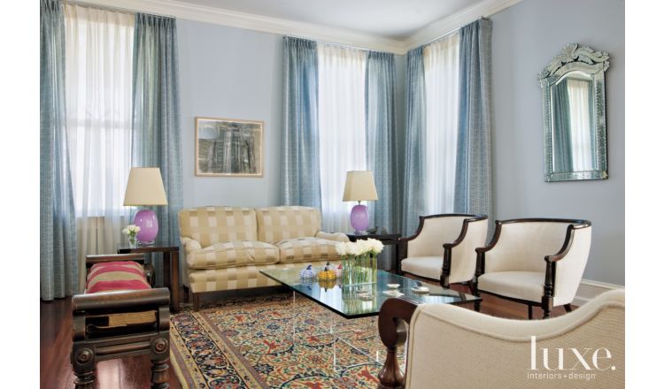 Traditional Blue Living Room | Luxe Interiors + Design
