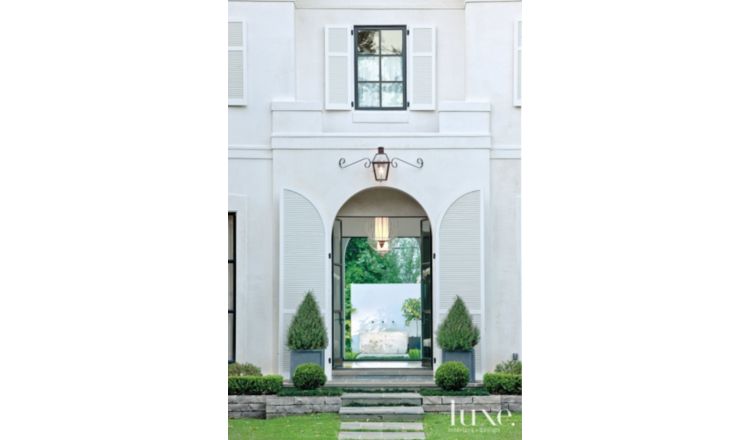 Classic Regency-Style Backyard with Pool | Luxe Interiors + Design